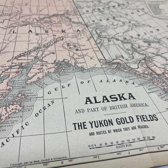 None | Accents | 899 Map Of Alaska Fold Out Original Tinted Map ...